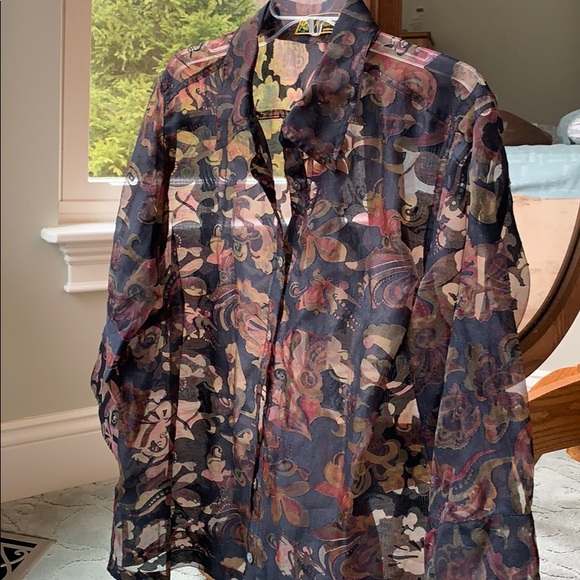 Mirasol | Tops | Vintage Mirasol Plus Size Burnout Shirt 34 Sleeve ...